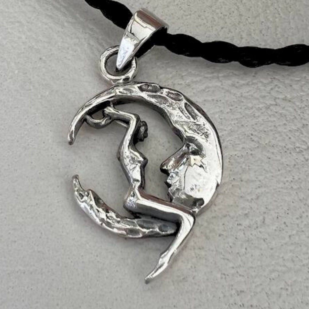 Lady on the Moon Pendant Lady Riding on the Moon Pendant Woman Riding ...