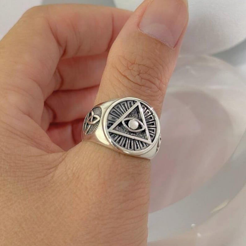 All Seeing Eye Ring, Eye of Providence, Sterling Silver 925, Masonic ...