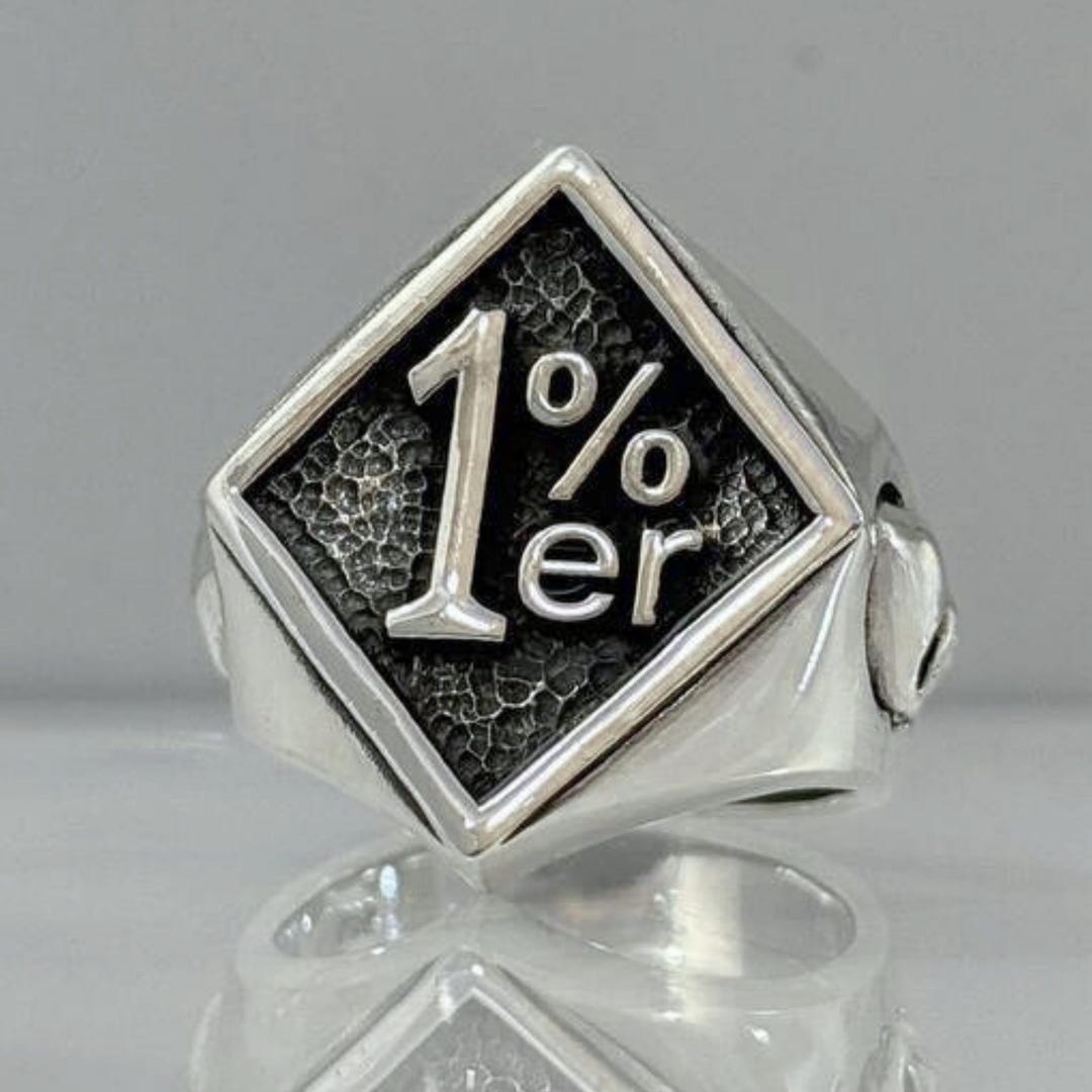 3D One Percent 1%er Biker Ring, Outlaw Motorcycle Jewelry Gift, Heavy ...