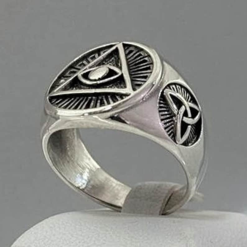 All Seeing Eye Ring, Eye of Providence, Sterling Silver 925, Masonic ...