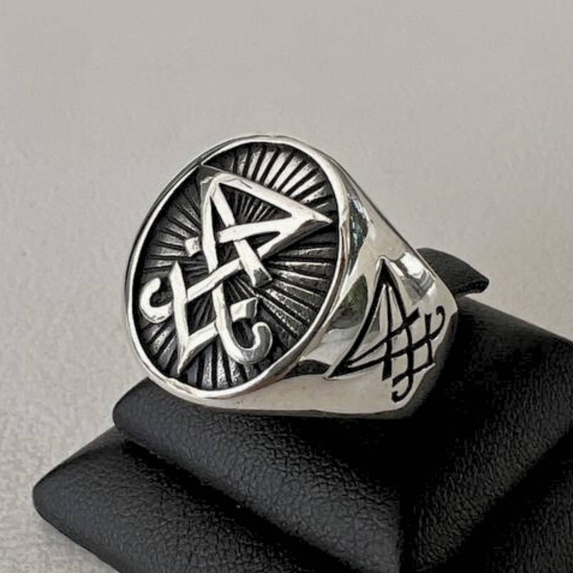 3D Sigil of Lucifer Ring – Unique Mens Satanic Ring, Seal of Leviathan ...