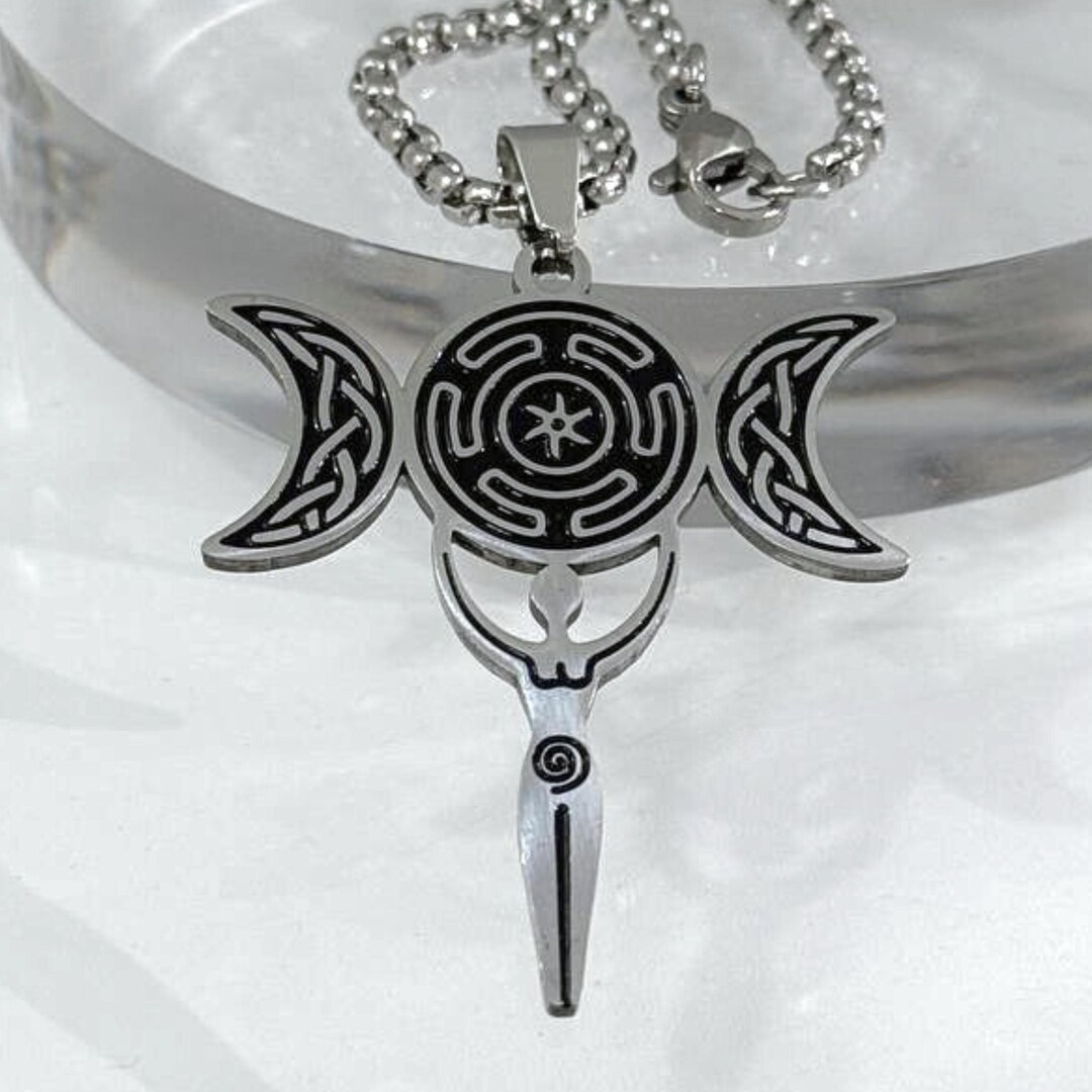 Triple Moon Goddess Pendant, Moon Phases Spiritual Necklace Gift ...