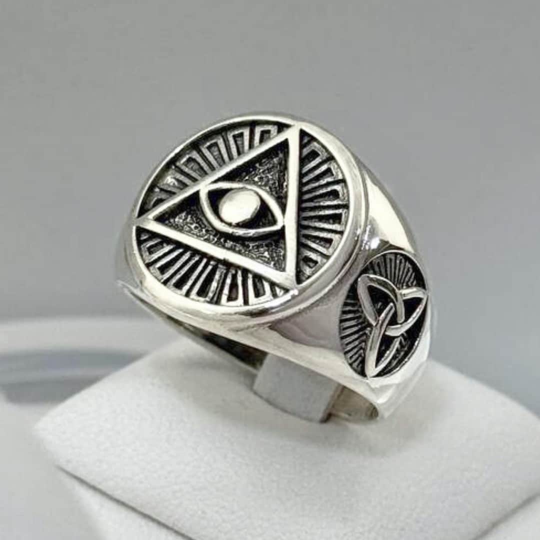 All Seeing Eye Ring, Eye of Providence, Sterling Silver 925, Masonic ...