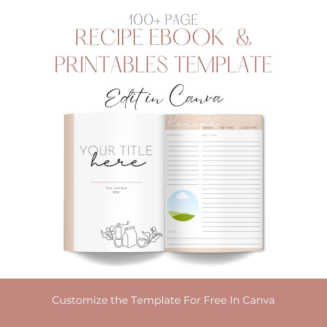 Recipe Book Template and Printables 100 Page Recipe Book, Recipe Book ...