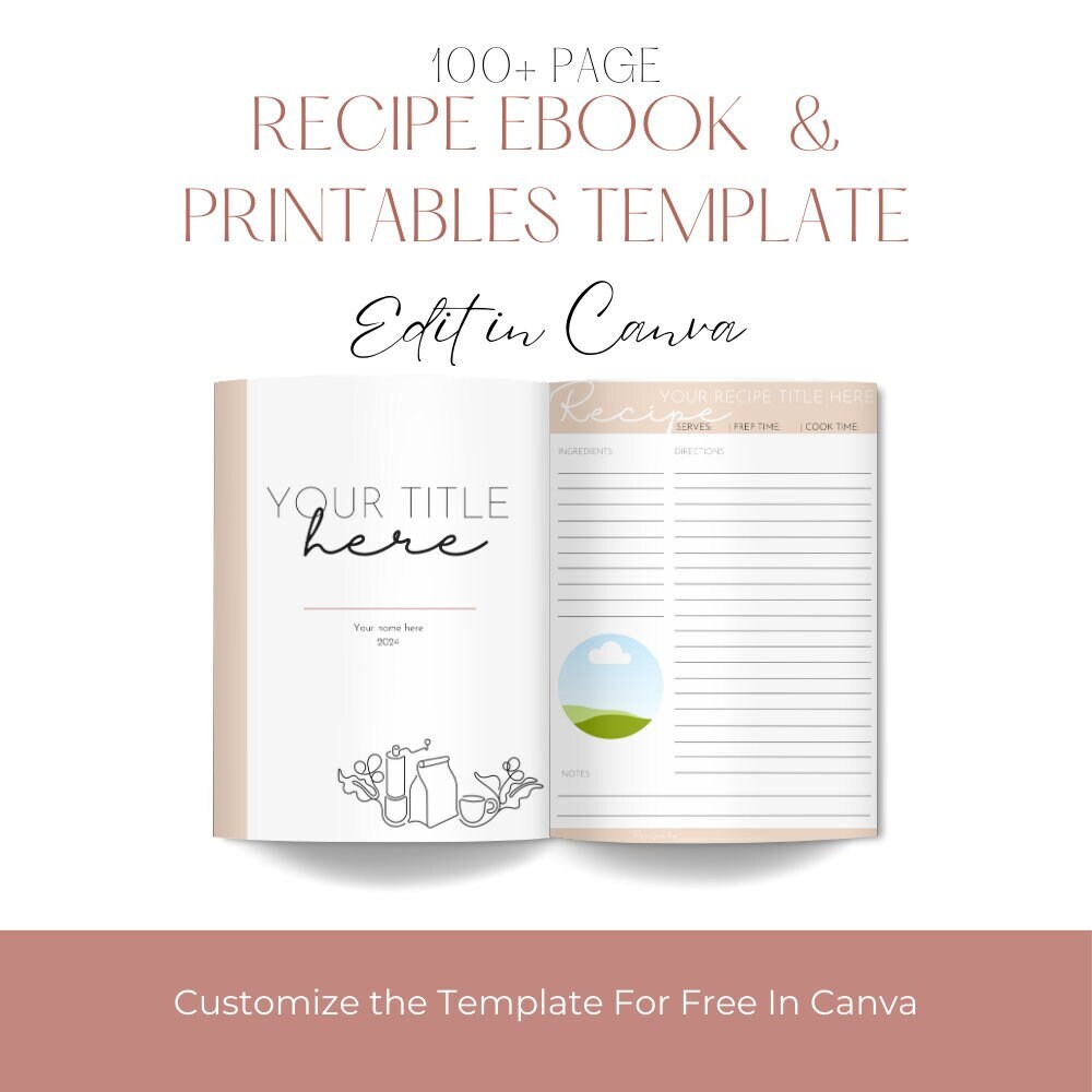 Cookbook Template and Printables 100 Page Cookbook, Recipe Book ...
