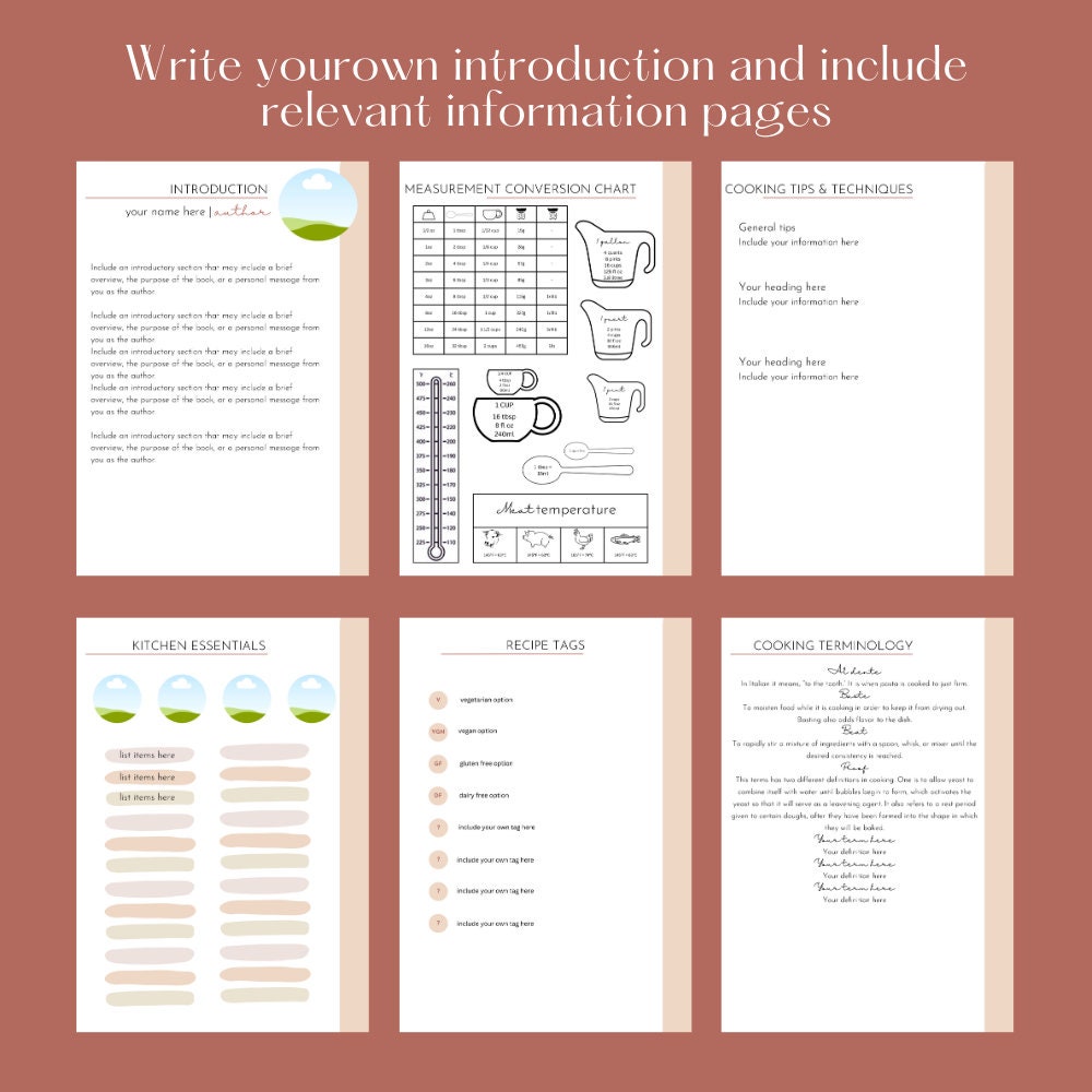 Cookbook Template and Printables 100 Page Cookbook, Recipe Book ...