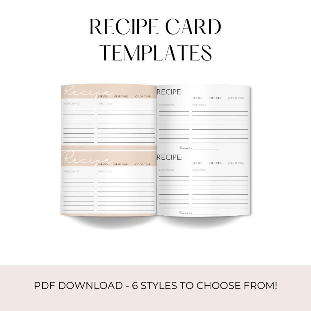 Recipe Card Templates 6 Recipe Templates, Small Recipe Template ...