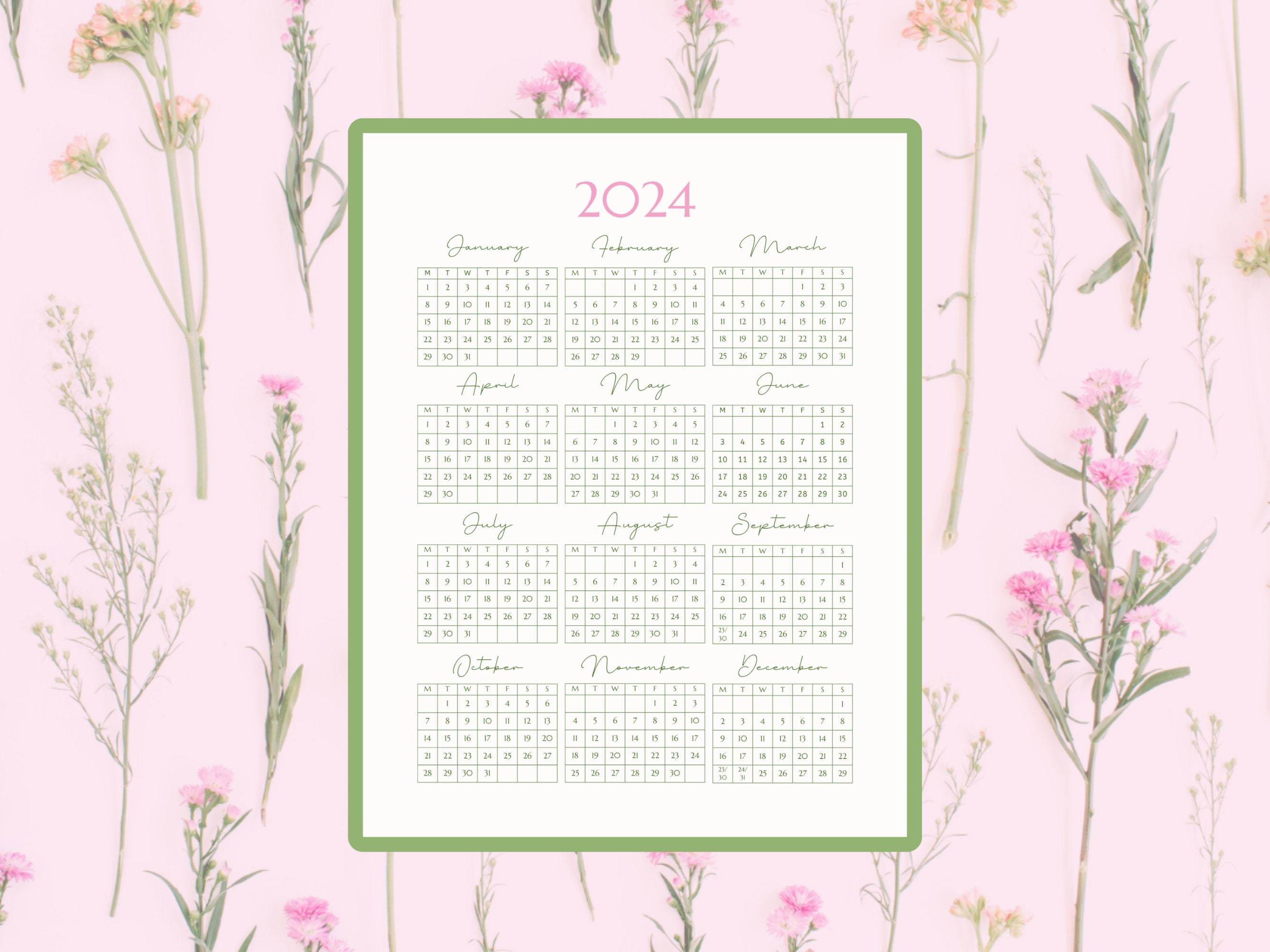 Pink Floral Harmony 2024 Planner Garden Glow Collection - Etsy