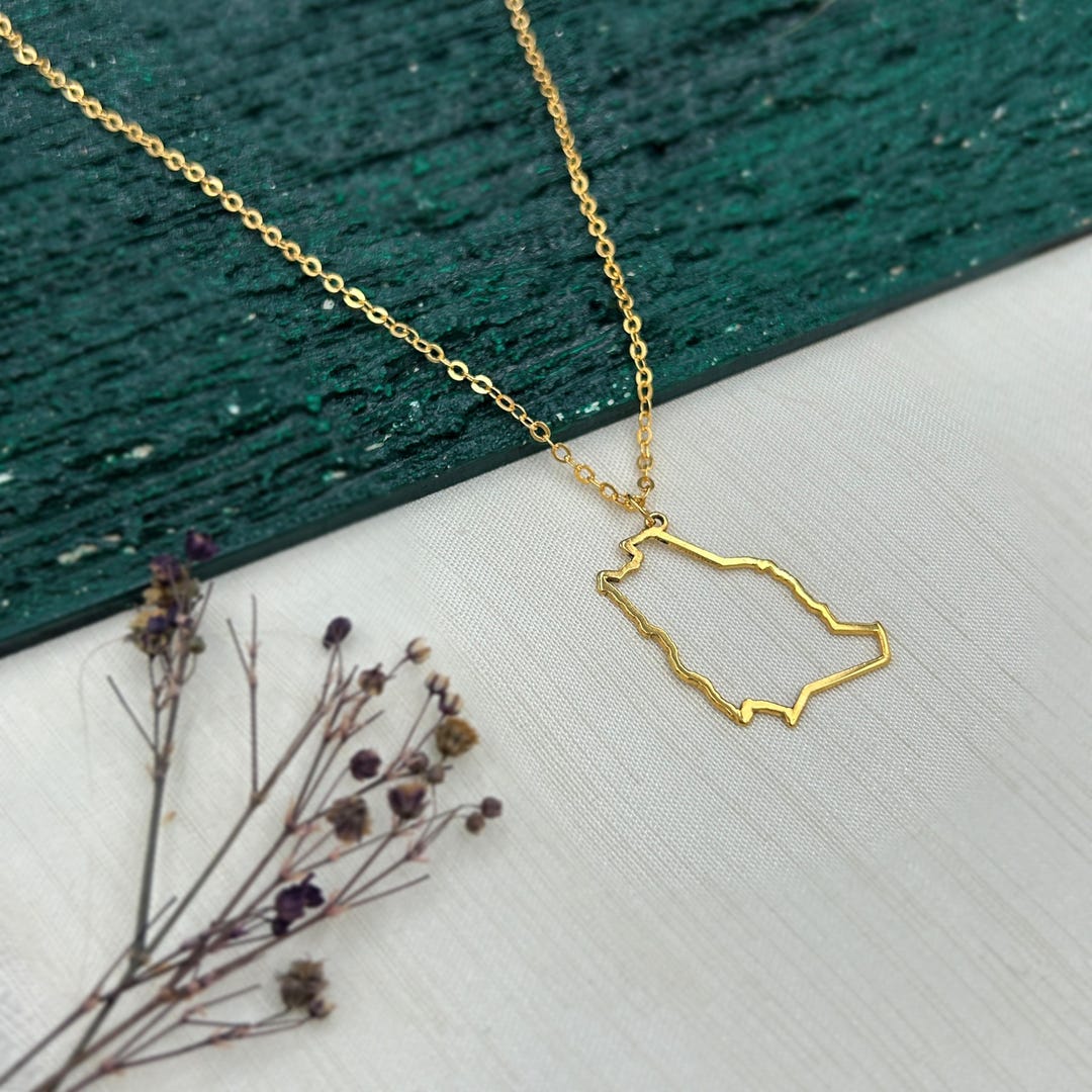14k Solid Gold Saudi Arabia Map Necklace - Gift for Her - Gold Saudi ...