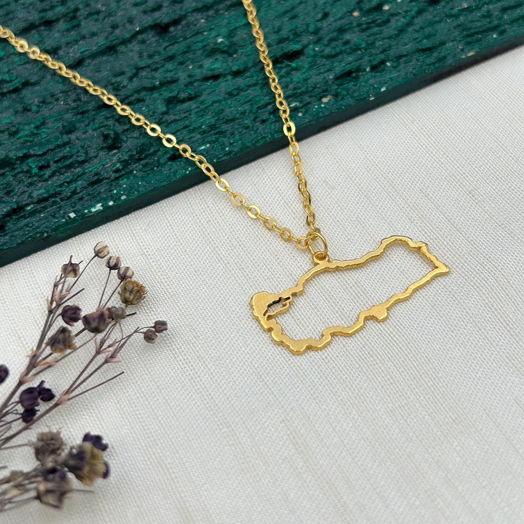 Handmade 14k Solid Gold Turkey Map Necklace Turkish Women's Gift Unique ...