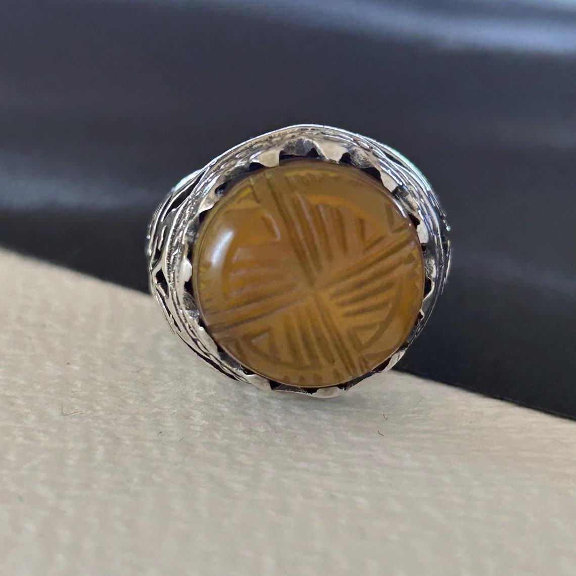 925K Silver Agate Signet Ring | Calligraphy Allah Islamic Men's Ring - Etsy