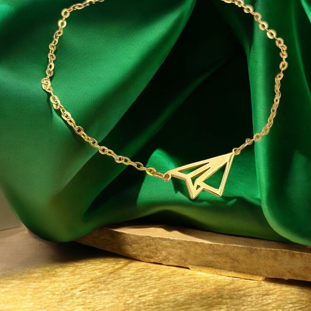 Handmade 14K Gold Paper Airplane Bracelet: Origami Charm - Etsy
