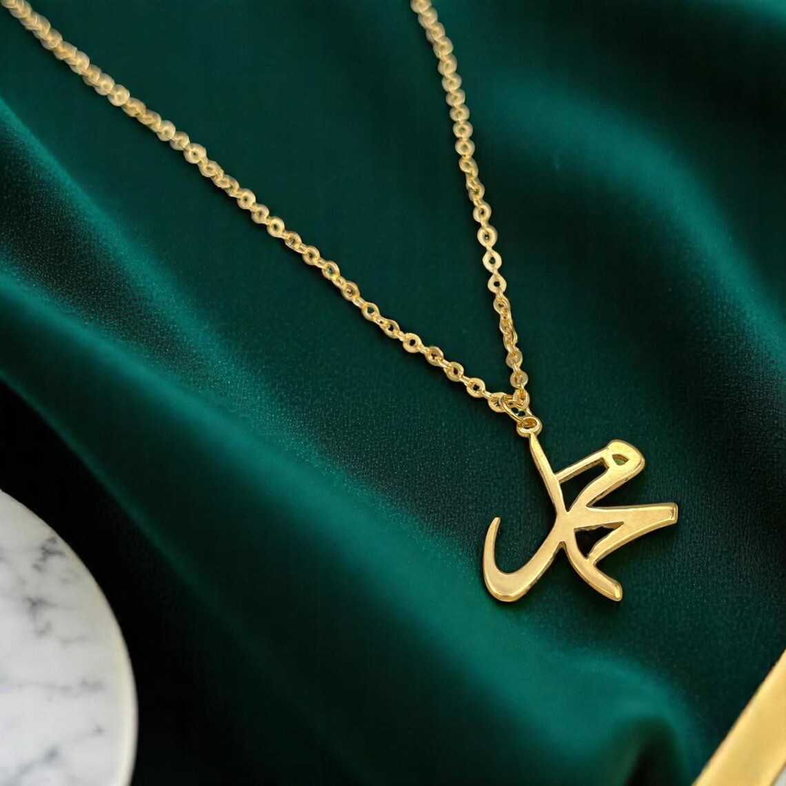 14K Solid Gold Arabic Calligraphy Muhammad Name Pendant Necklace - Etsy