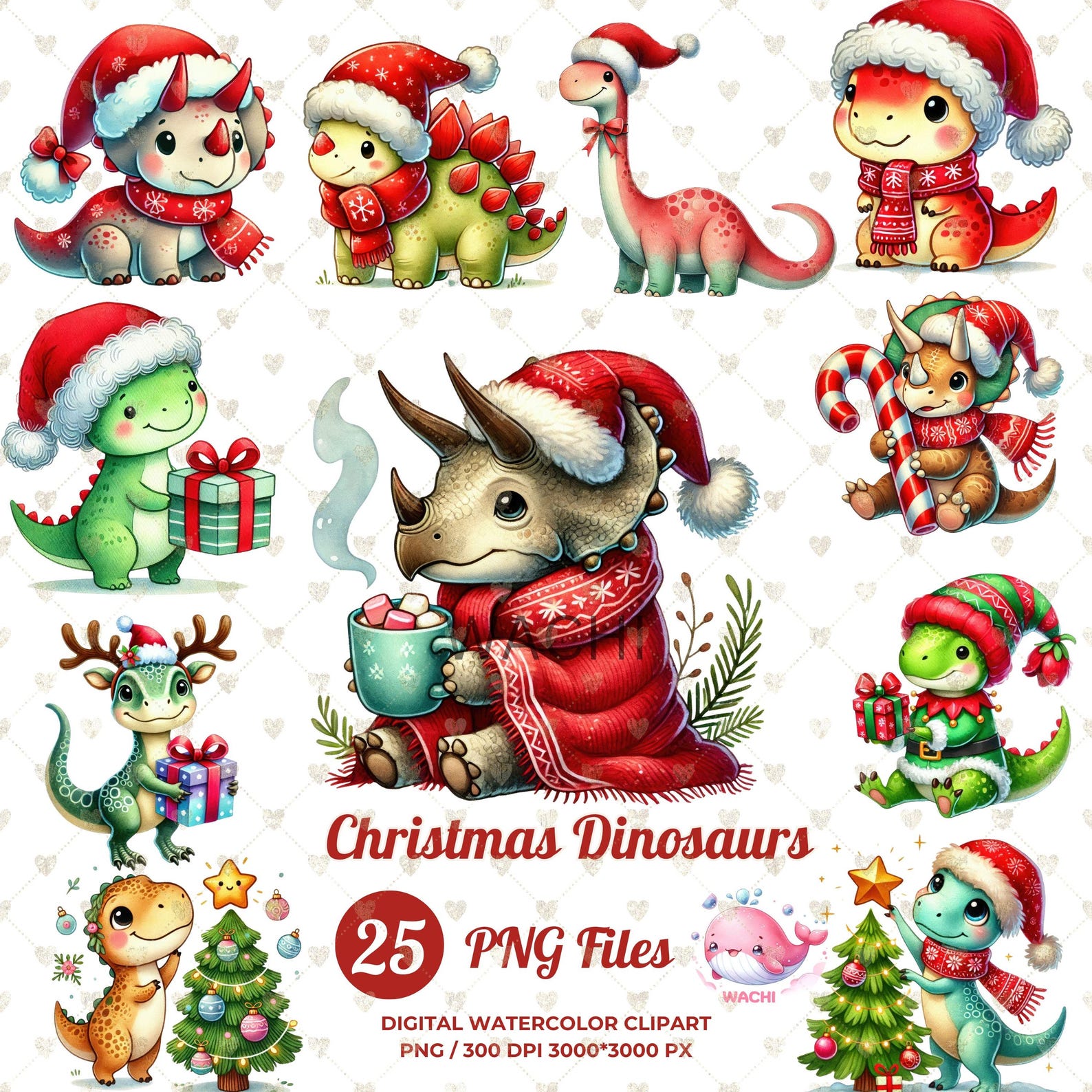 Cute Dinosaurpng Christmas Dinosaur Clipart Bundle Dinosaure Png T-rex ...