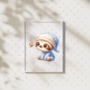 Lazy Cute Sloth Clipart Birthday Card Pajama Baby Sloth Sleep Daily ...