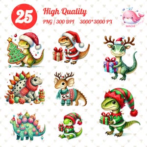 Cute Dinosaurpng Christmas Dinosaur Clipart Bundle Dinosaure Png T-rex ...