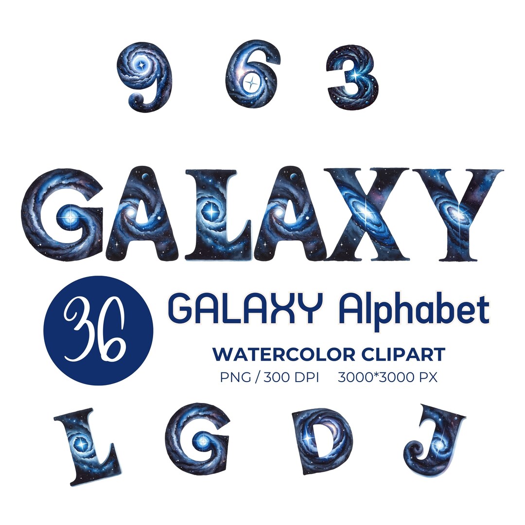 Star Galaxy Png Bundle Galaxy Alphabet, Star, Blue Sky ,space Font ...