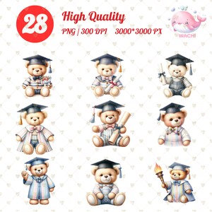 Graduation Clipart, Teddy Bear Art, Celebration Bears, Academic Clipart ...