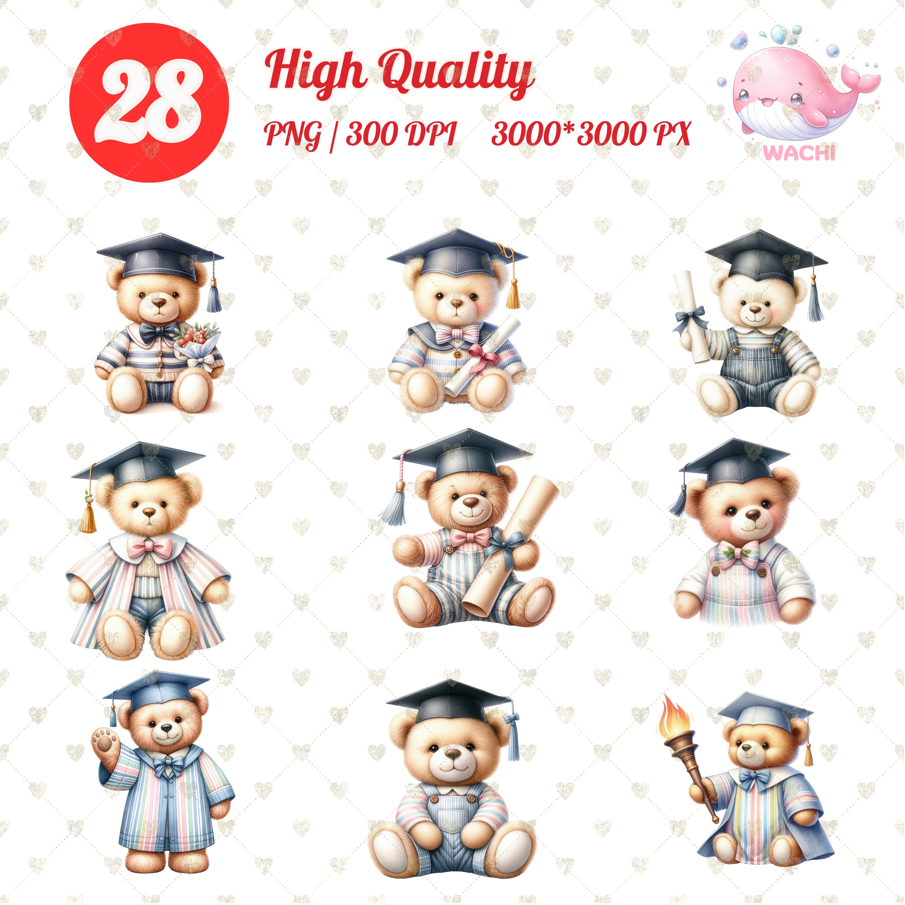 Graduation Clipart, Teddy Bear Art, Celebration Bears, Academic Clipart ...