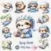 Lazy Cute Sloth Clipart Birthday Card Pajama Baby Sloth Sleep Daily ...