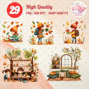 Autumn Clipart Bundle, Fall Illustrations, Back to School, Autumn ...