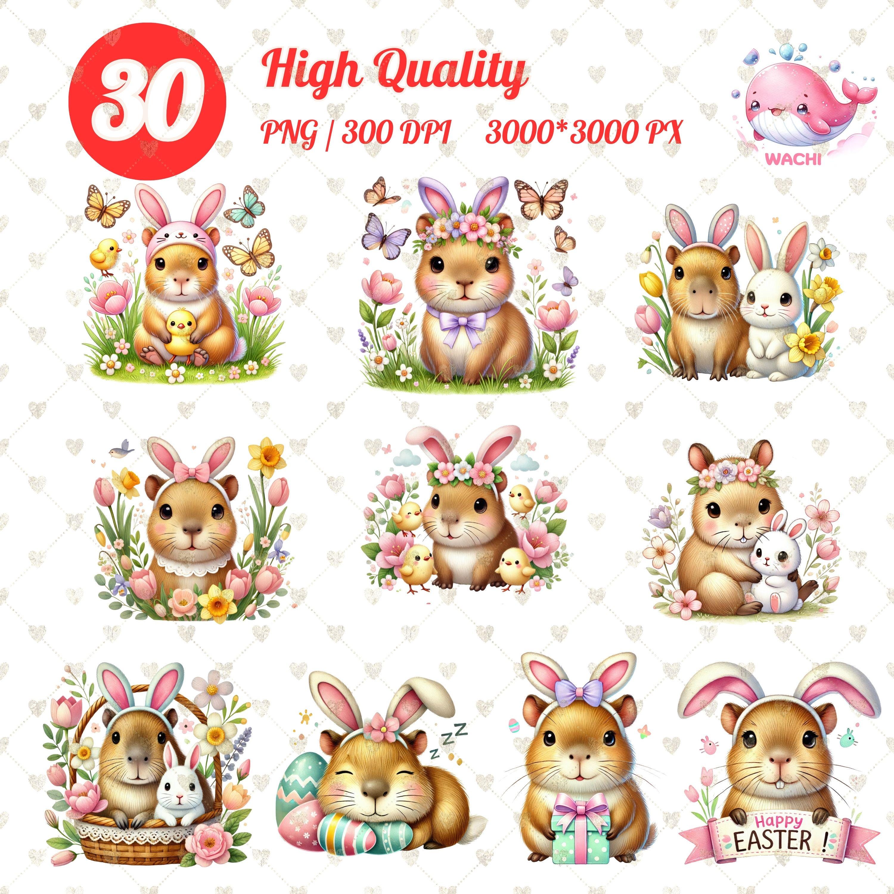 Capybara Easter Watercolor Clipart: 30 PNG Bundle (digital Download) - Etsy