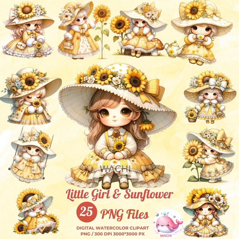 Sunfloweer Png Sunflowerpng Watercolor Girlpng Cute Girlpng Birthday ...