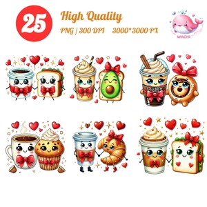 Kawaii Coffee Food Pair Valentine Kawaii Food Png Food Friends Clipart ...