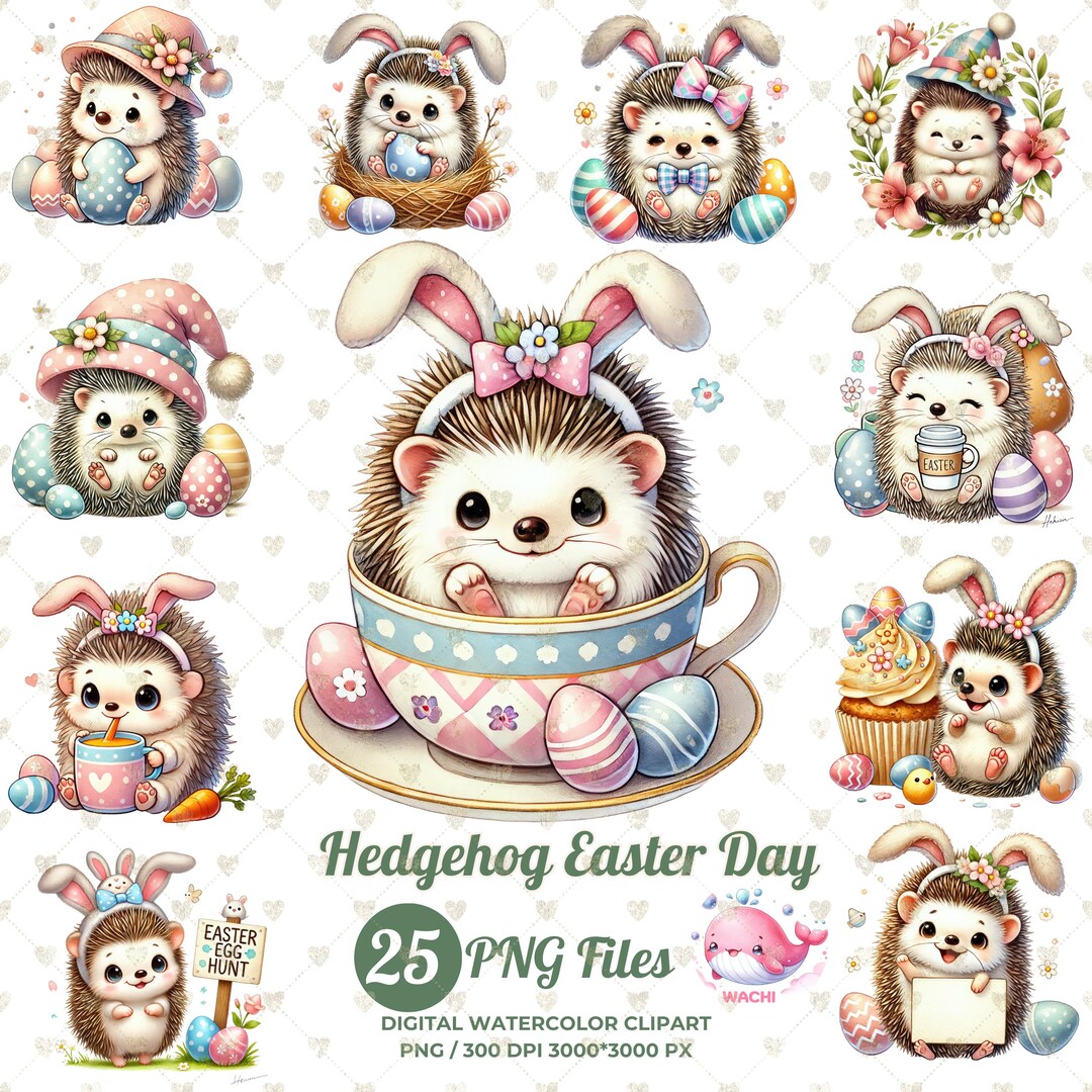 Hedgehog Clipart Easter Clipart Bundle Easterclipart Easter Colorful ...
