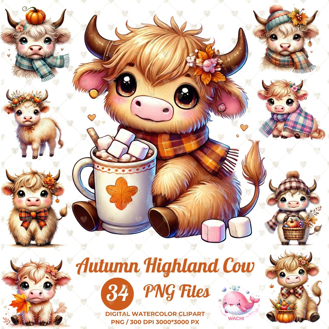 Fall Highlands Cow Png Baby Highlander Cow Png Fall Seasoned Png Fall ...