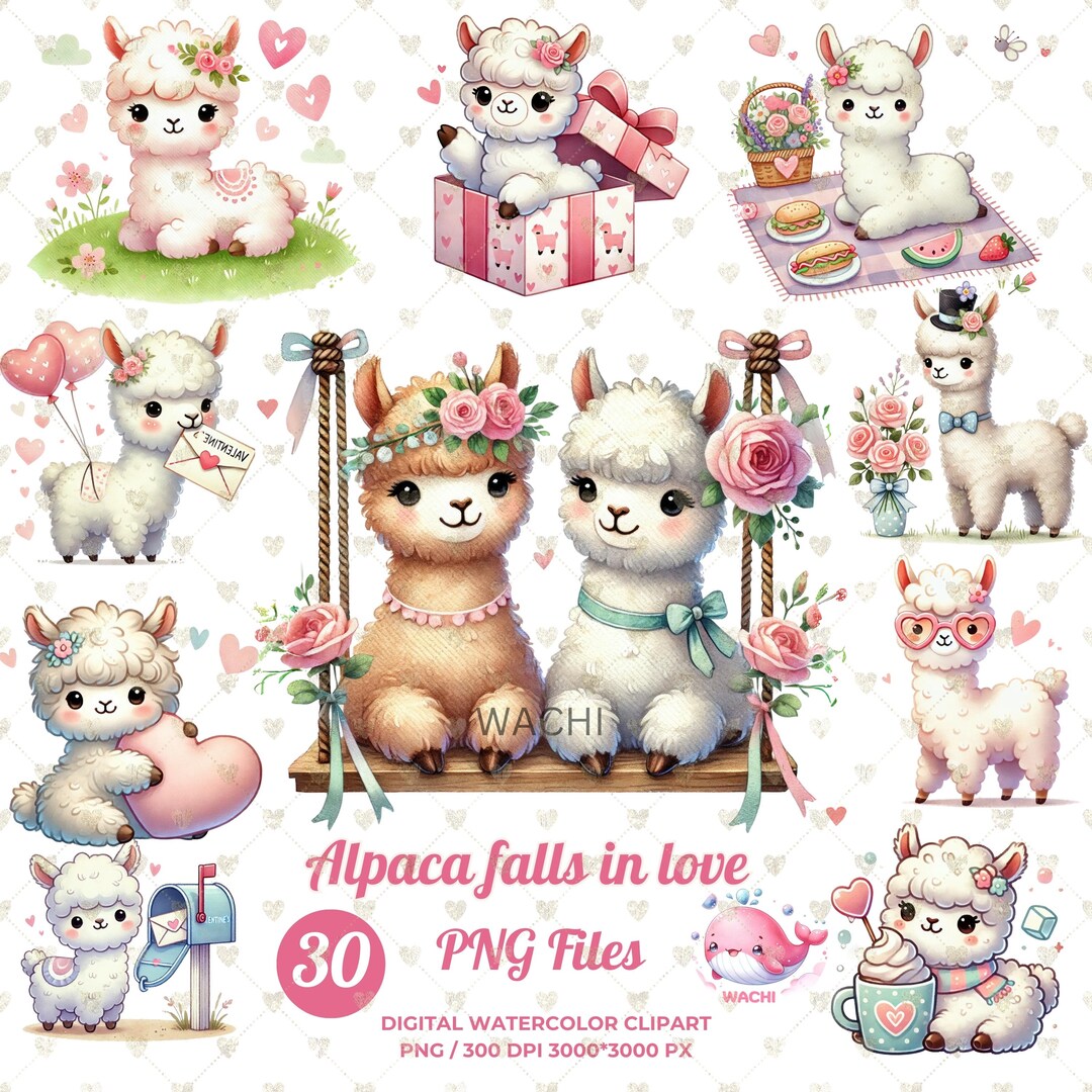 Alpaca Clipart Png Happy Valentinepng Png Bundl Lovely Animals Png ...