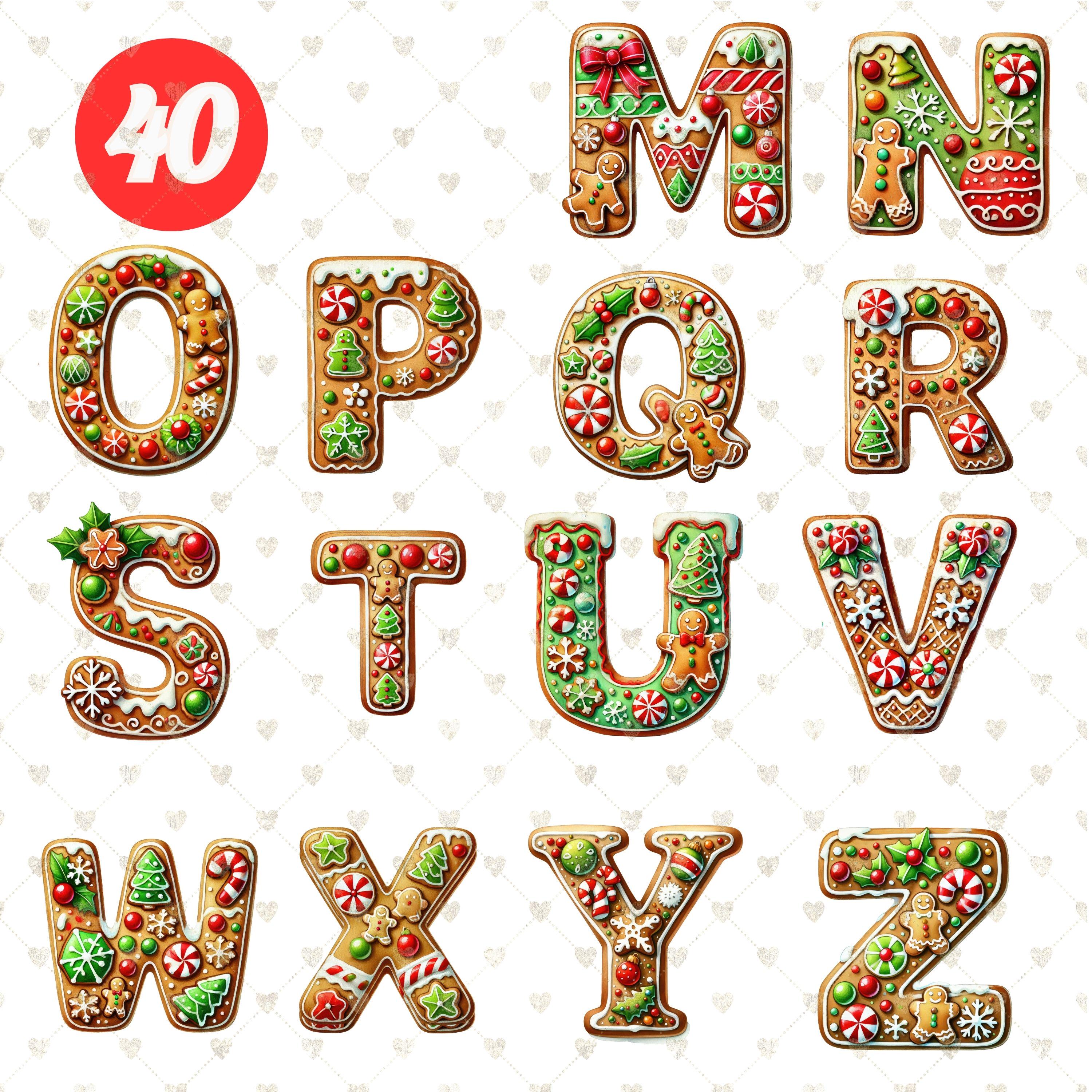 Christmas Gingerbread Cookie Alphabet Clipart Cute Gingerbread Man ...