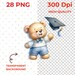 Watercolor Graduation Teddy Bear Clipart: 28 PNG Files (digital ...