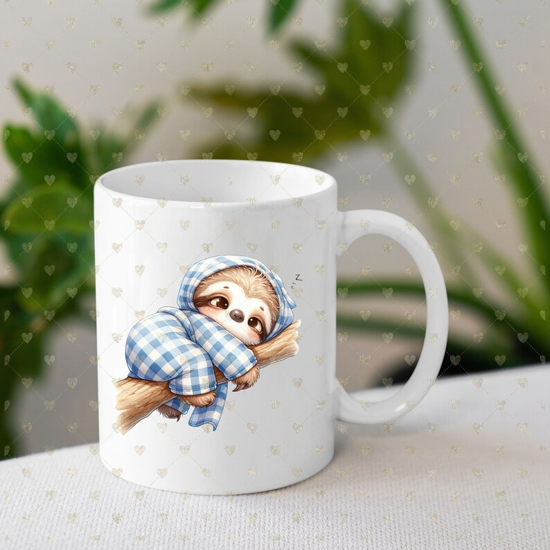 Lazy Cute Sloth Clipart Birthday Card Pajama Baby Sloth Sleep Daily ...