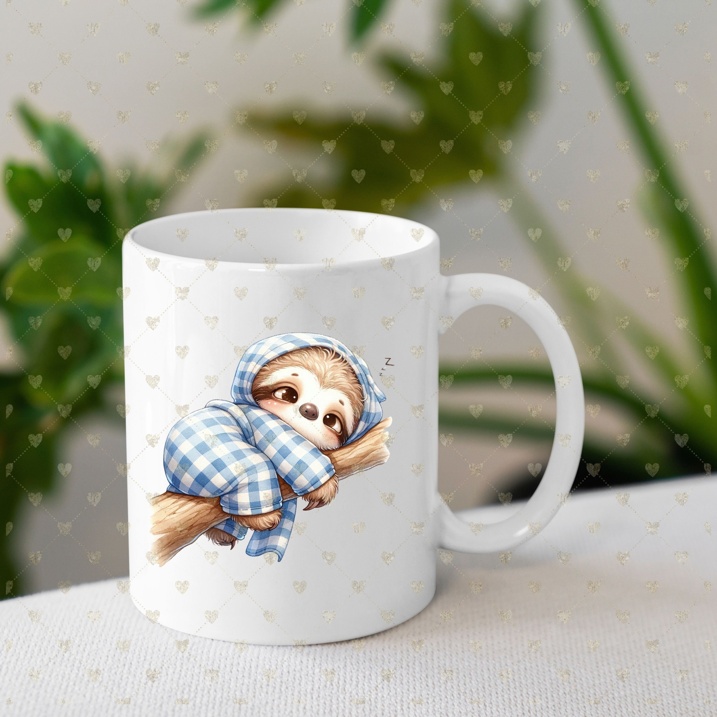 Lazy Cute Sloth Clipart Birthday Card Pajama Baby Sloth Sleep Daily ...