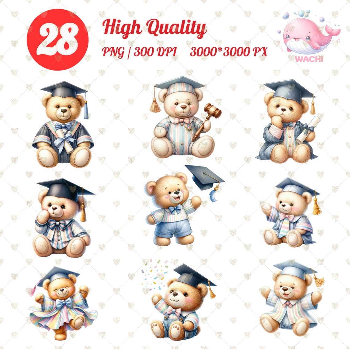 Graduation Clipart, Teddy Bear Art, Celebration Bears, Academic Clipart ...