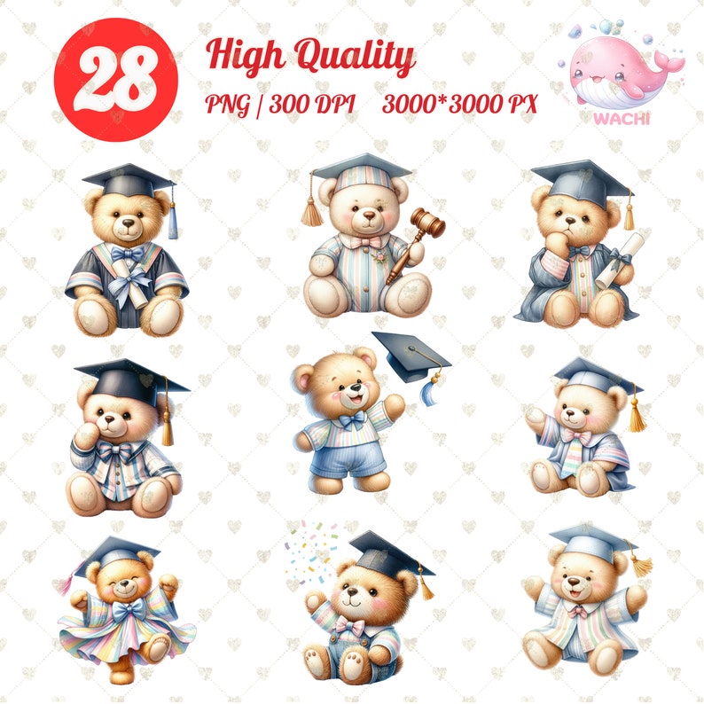 Graduation Clipart, Teddy Bear Art, Celebration Bears, Academic Clipart ...