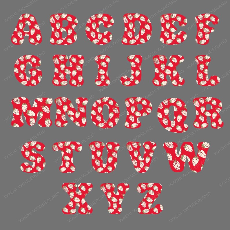 76 Strawberry Alphabet Watercolor Clipart Set, Printable Strawberry ...