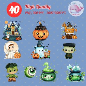 40 Cute Halloween for Kids Clipart Bundle , Cute Scarecrows, Pumpkins ...