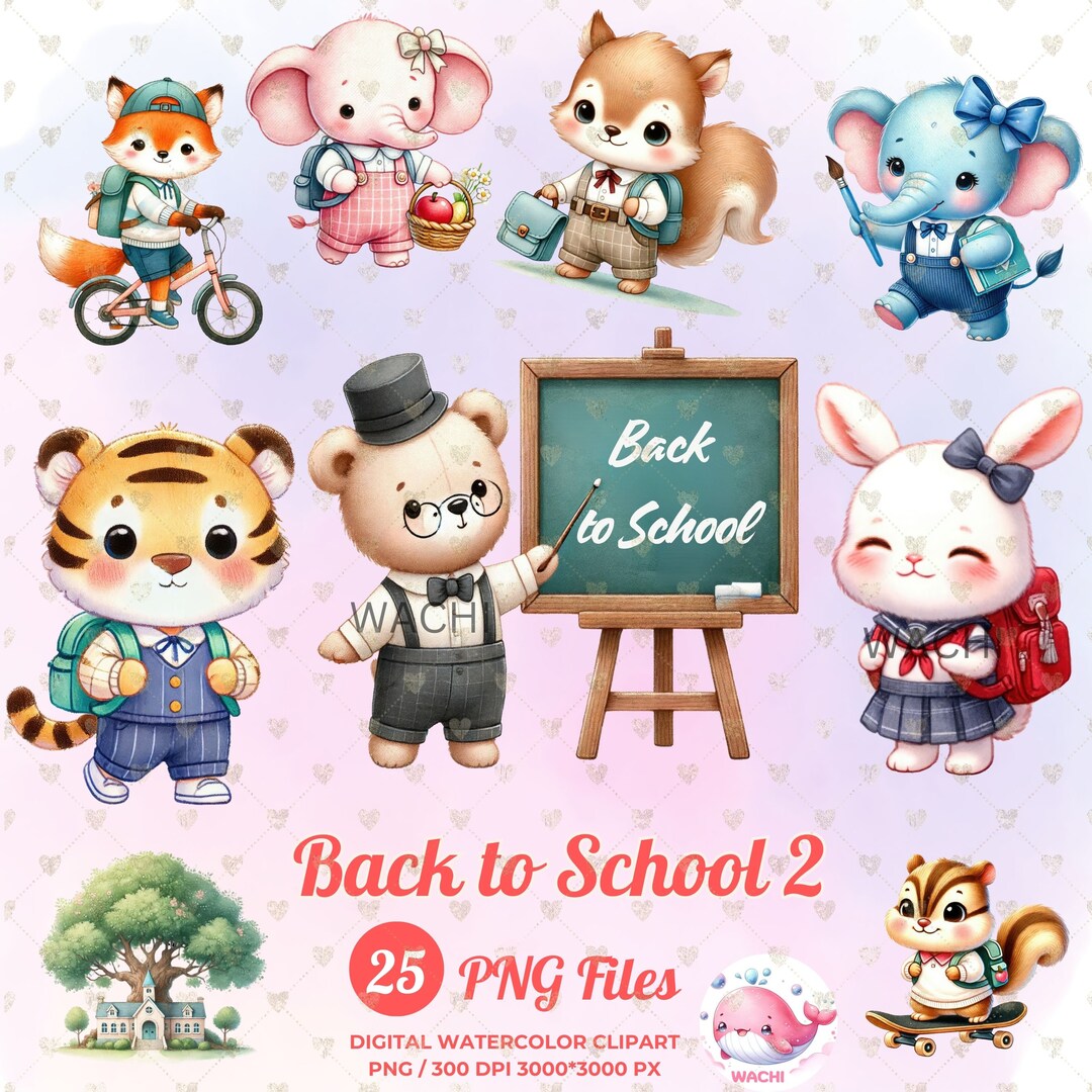Back-to-school Png , Back to School Boards Png, Cute Animal Back to ...