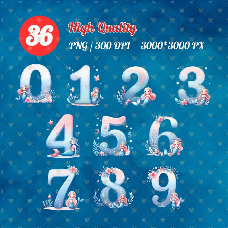 Mermaid Clipart, Scrapbook ,printable Art, Nursery Decoration, Wall Art ...