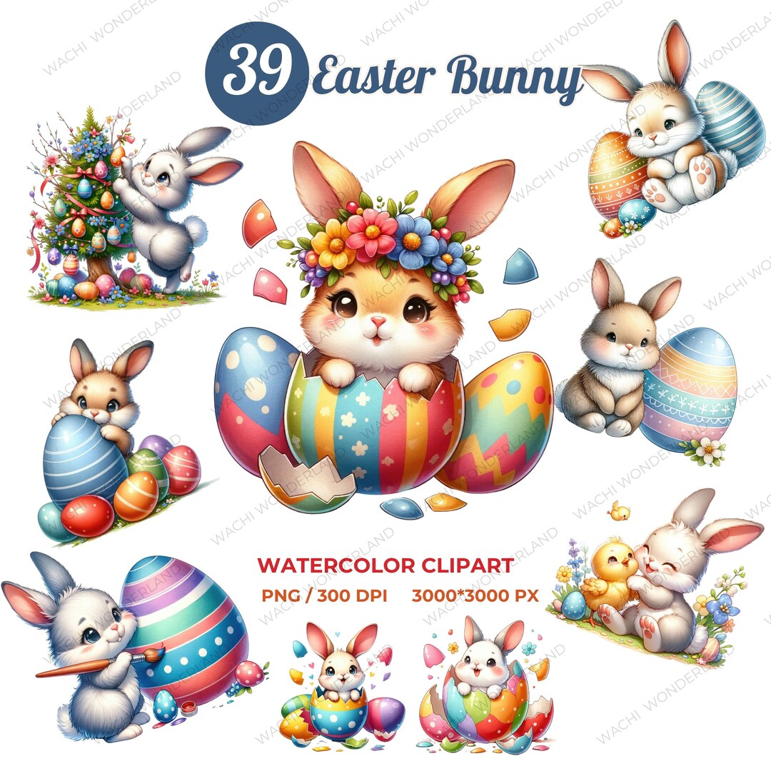 39 Easter Bunny Clipart, Spring Rabbits, Bunny Graphics, Easter Eggs ...