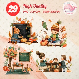 Autumn Clipart Bundle, Fall Illustrations, Back to School, Autumn ...
