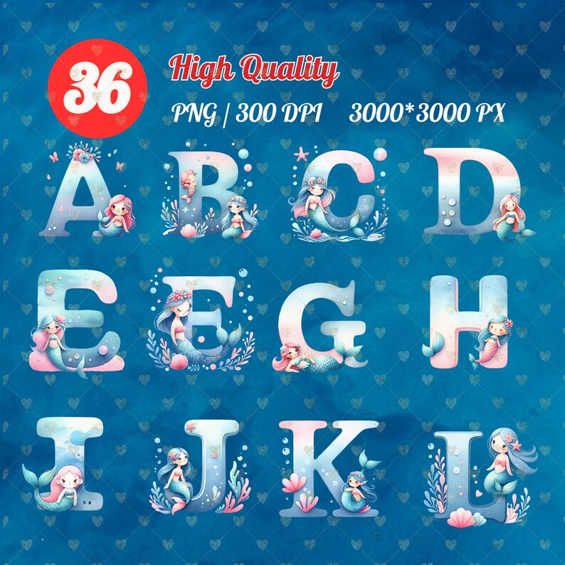 Mermaid Clipart, Scrapbook ,printable Art, Nursery Decoration, Wall Art ...