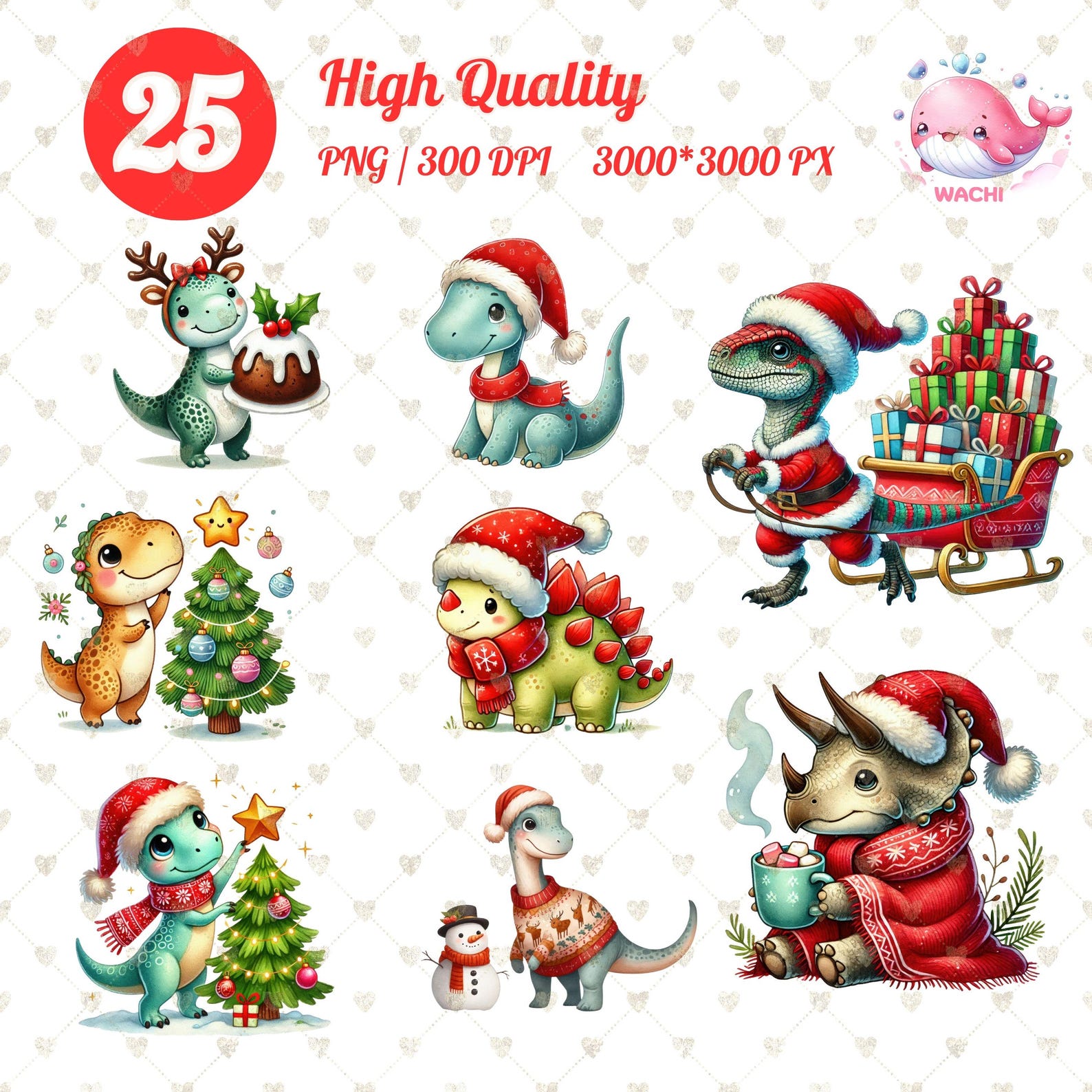 Cute Dinosaurpng Christmas Dinosaur Clipart Bundle Dinosaure Png T-rex ...