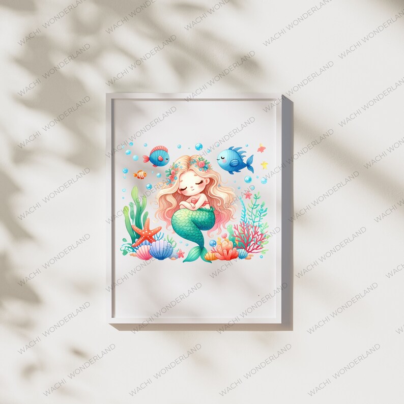 Cute Mermaid Birthday Baby Shower Watercolor Clipart Bundle Underwater ... Cute Mermaid Birthday Baby Shower Watercolor Clipart Bundle Underwater ...