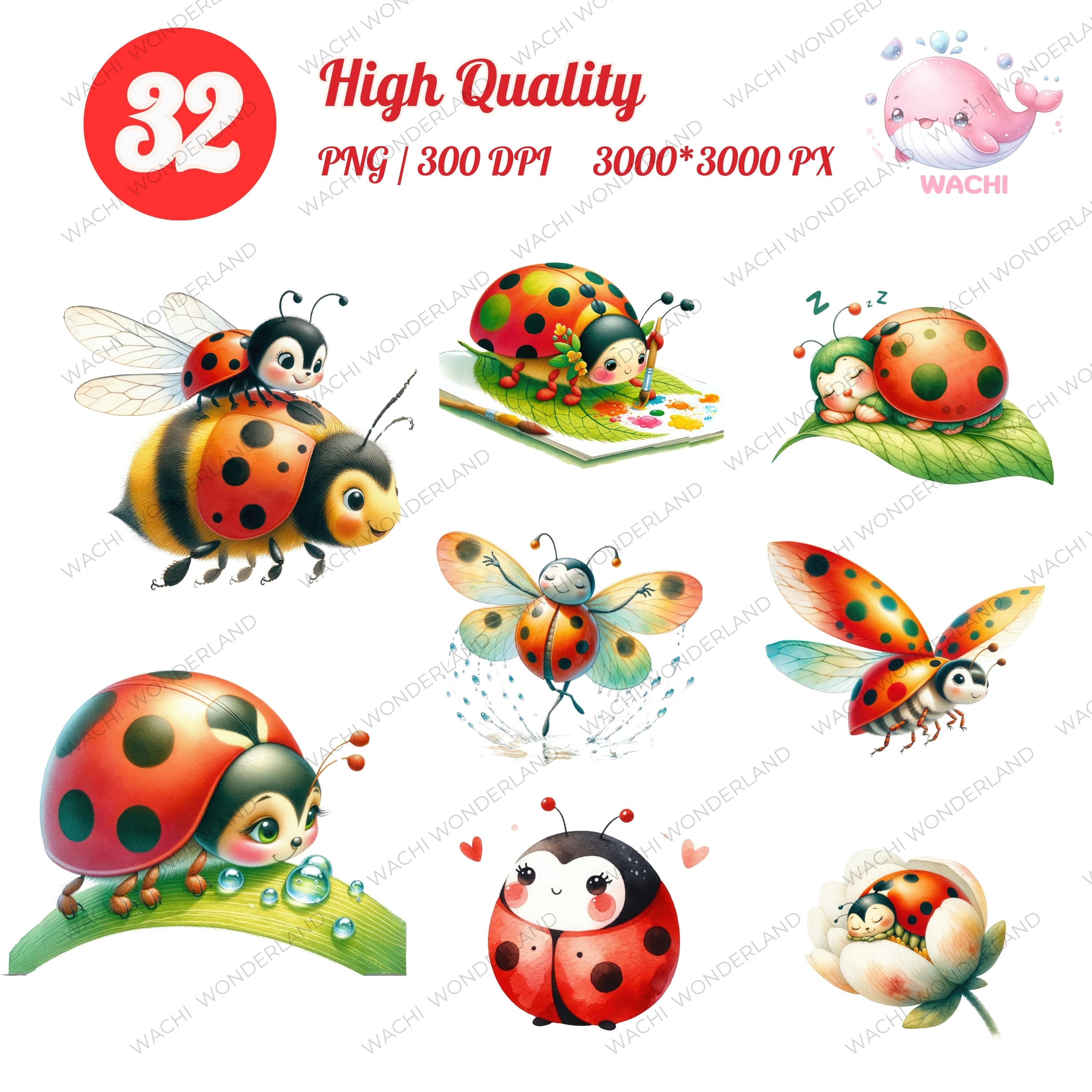 Ladybug Clipart, Cutei Nsects,watercolor Art,bug Illustration,kids ...