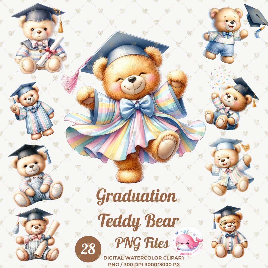 Graduation Clipart, Teddy Bear Art, Celebration Bears, Academic Clipart ...