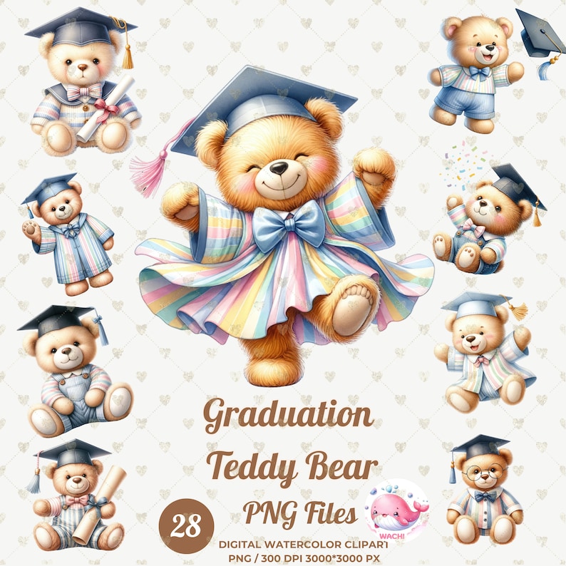 Graduation Clipart, Teddy Bear Art, Celebration Bears, Academic Clipart ...