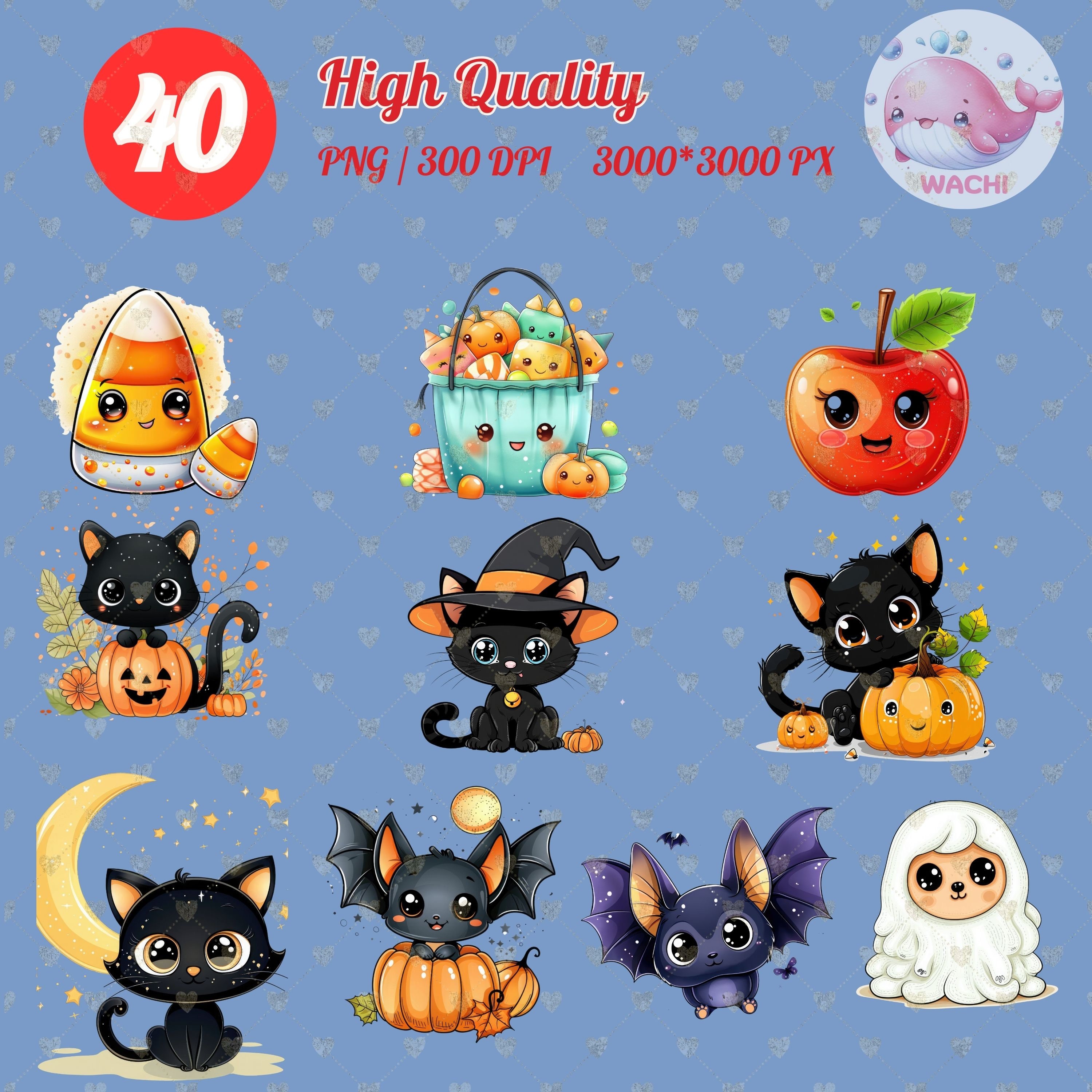 40 Cute Halloween for Kids Clipart Bundle , Cute Scarecrows, Pumpkins ...